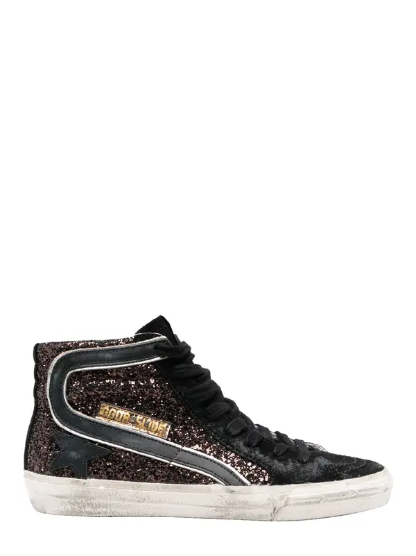 Golden Goose Slide Glitter High-top Sneakers - Black