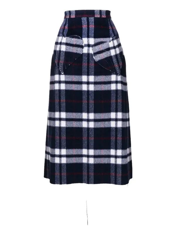 Natasha Zinko Checked Wool Midi Skirt - Blue