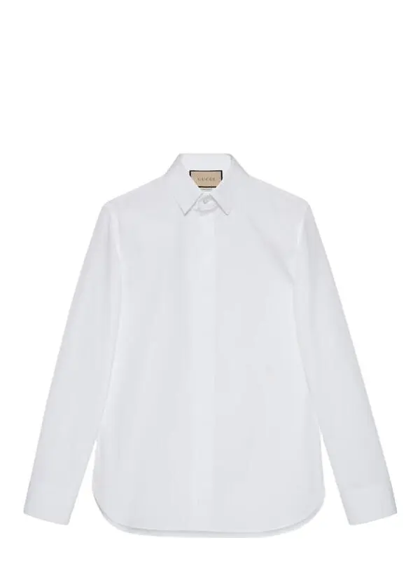 Gucci Cotton Silk Shirt With Double G - White