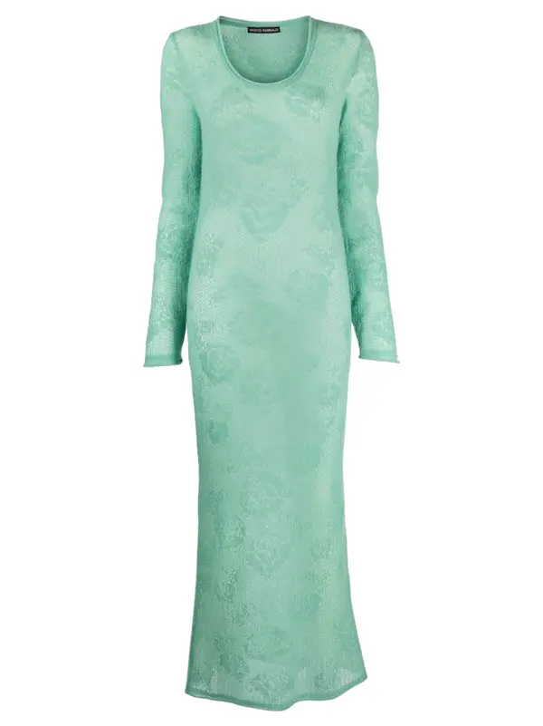 MARCO RAMBALDI Rose-appliqué Knitted Maxi Dress - Green
