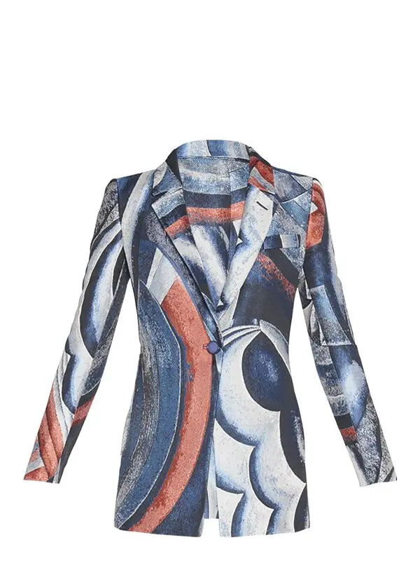 Giorgio Armani Geometric Jacquard Blazer - Blue Multi