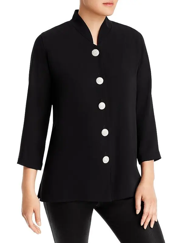 Caroline Rose Pave Mandarin Jacket - Black