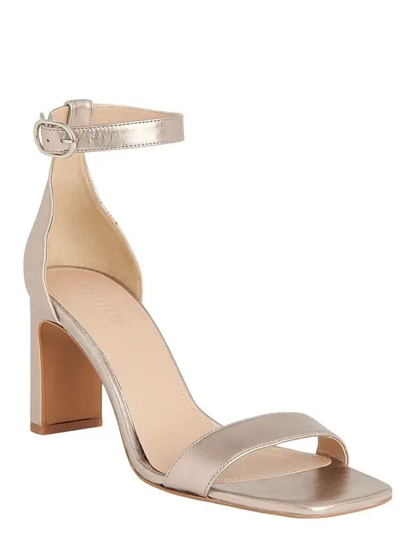 Whistles Leena Square Toe High Heel Sandals - Pewter