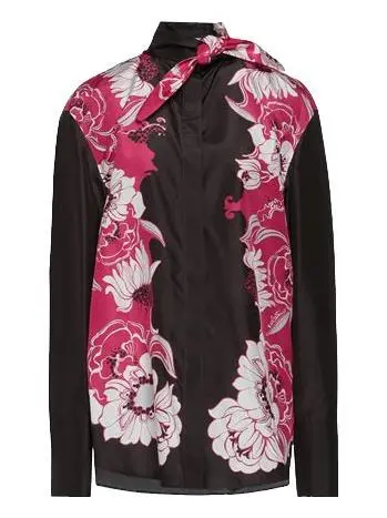Valentino Garavani Floral Print Silk Bow Shirt - Brown