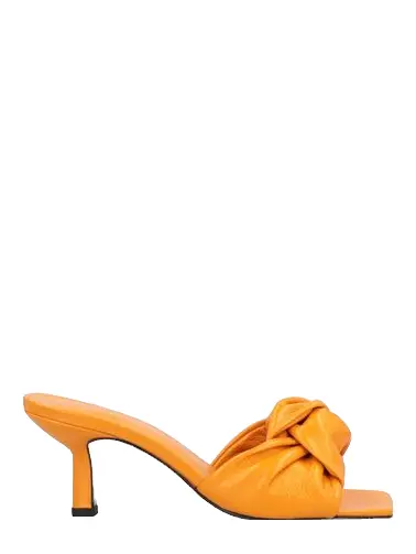 By Far Soft Leather Slide Sandals - Orange