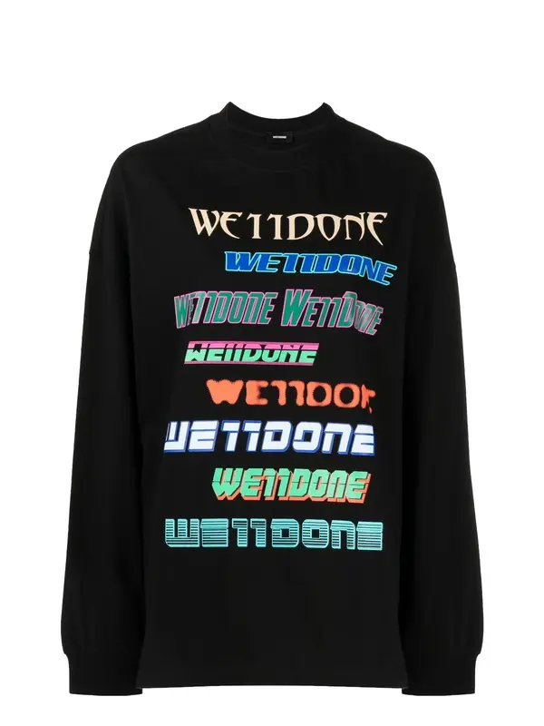 We11Done Multi-logo Cotton Sweatshirt - Black