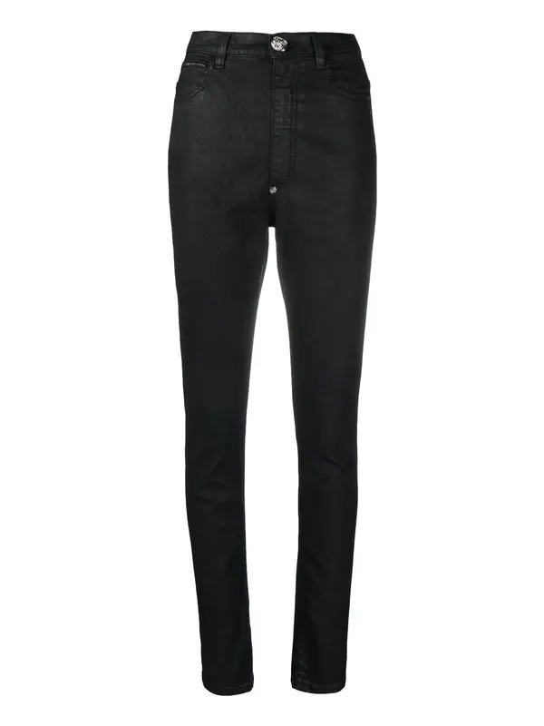 Philipp Plein High-waisted Denim Leggings - Black