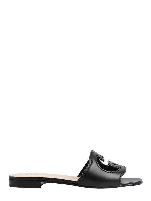 Gucci S Slide Sandal With Interlocking G - Black