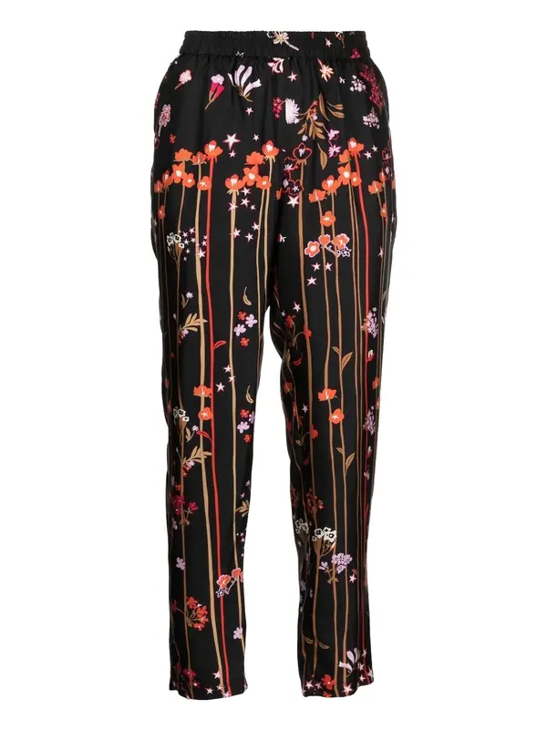 Red Valentino Star-print Silk Trousers - Black