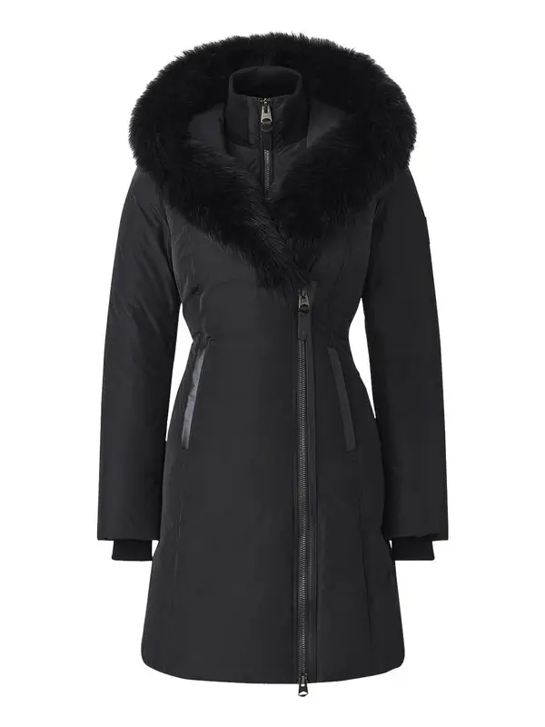 Mackage Kay Layered Down Parka With Shearling Trim - Black