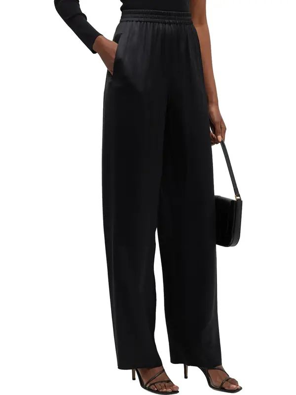 Giorgio Armani Classic Silk Trousers - Black