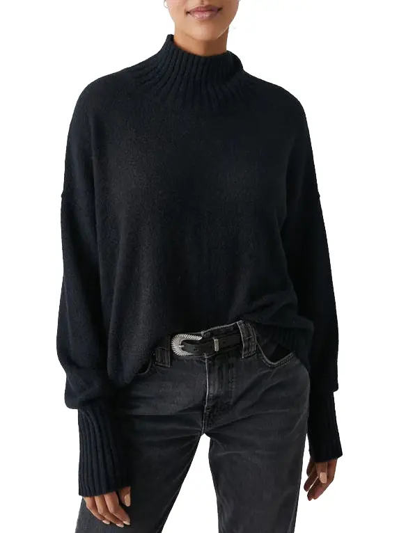 Free People Vancouver Mock Neck Sweater - Black