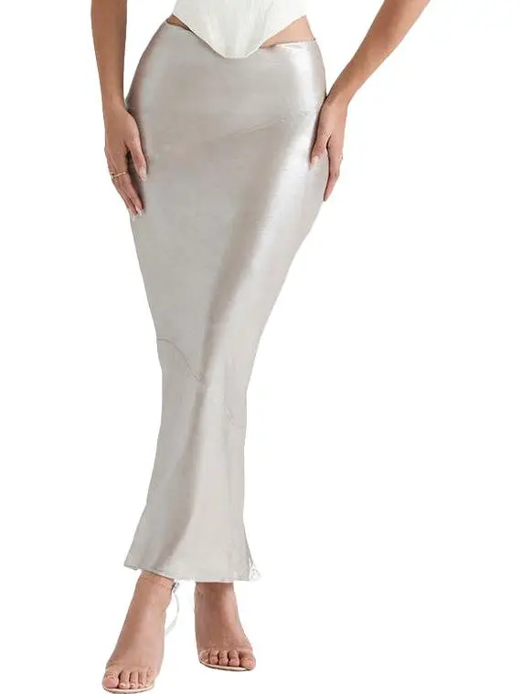 House Of Cb Colette Satin Skirt - Champagne