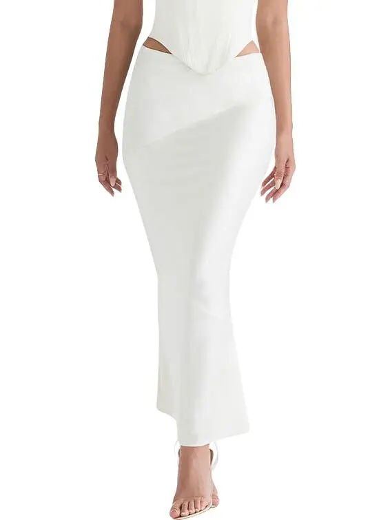 House Of Cb Colette Satin Skirt - Ivory