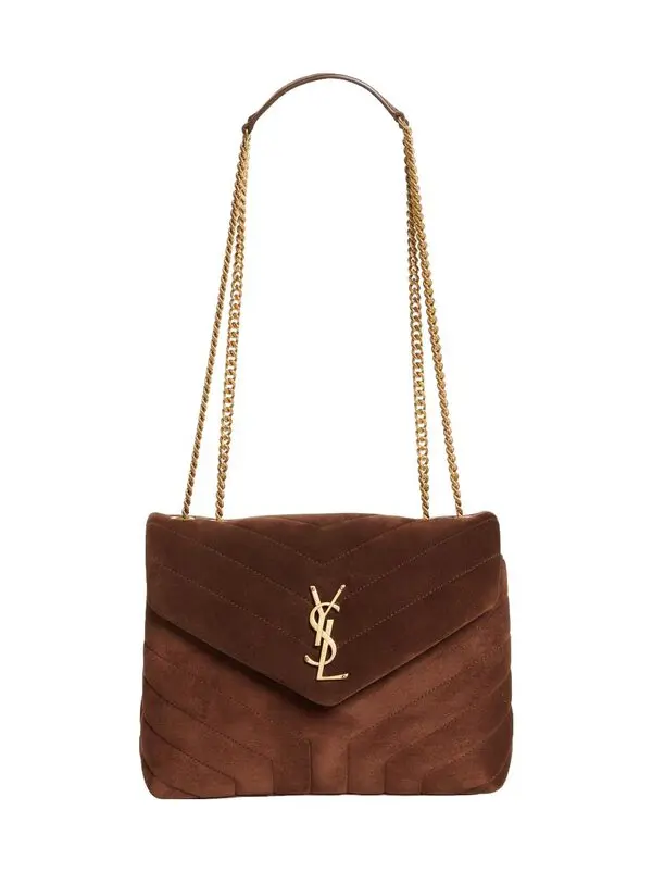 Saint Laurent Small Loulou Suede Shoulder Bag - Brown Coffee