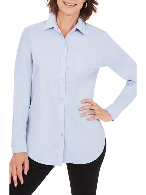 Foxcroft Non-iron Boyfriend Button-up Shirt - Blue Wave