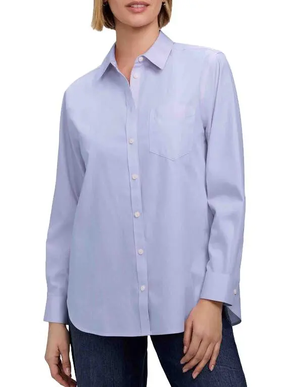 Foxcroft Non-iron Boyfriend Button-up Shirt - Blue Wave