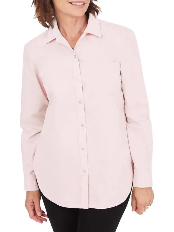 Foxcroft Non-iron Boyfriend Button-up Shirt - Chambray Pink