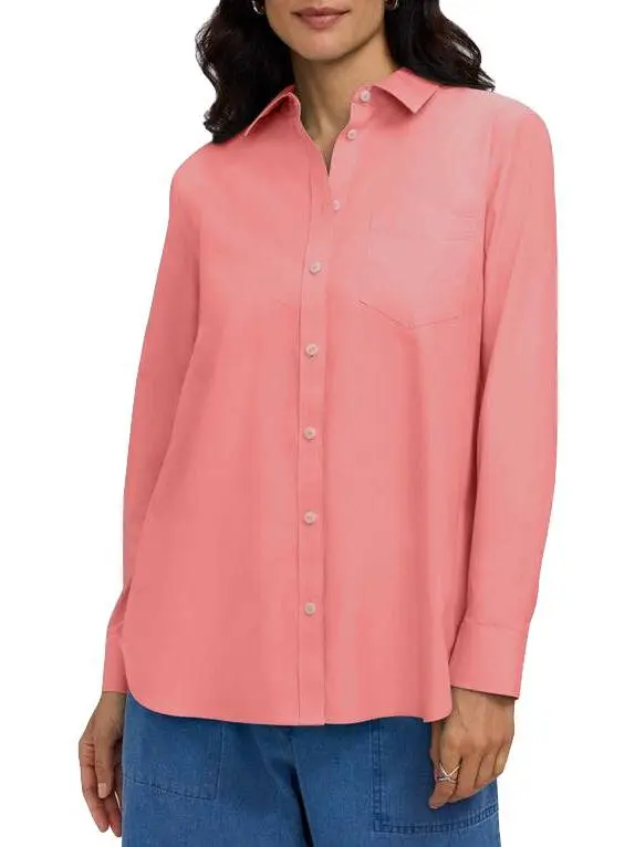 Foxcroft Non-iron Boyfriend Button-up Shirt - Coral Reef Red