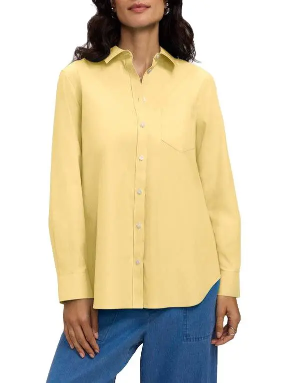 Foxcroft Non-iron Boyfriend Button-up Shirt - Lemon Yellow