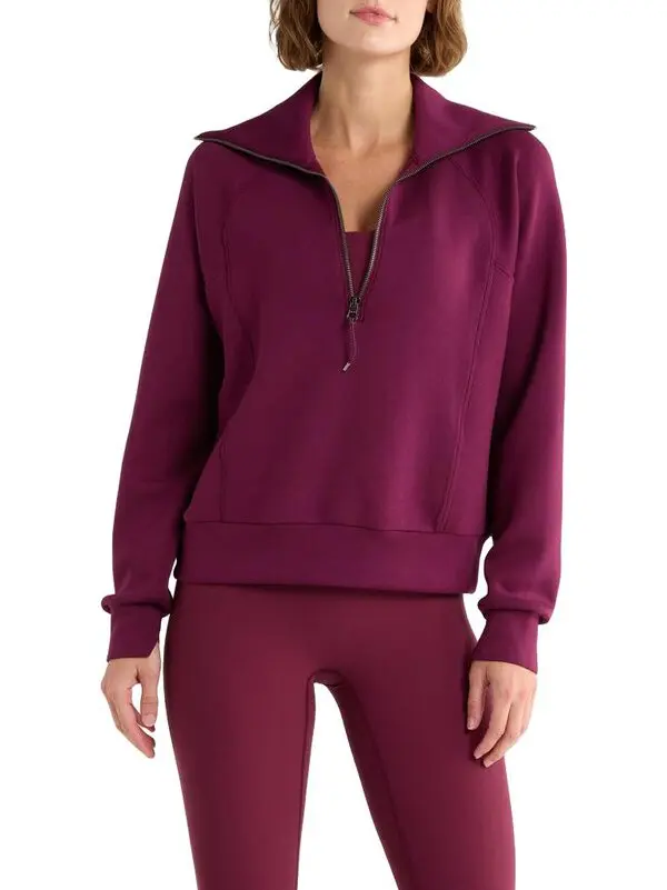 Spanx Airessentials Half Zip Sweatshirt - Plum Berry