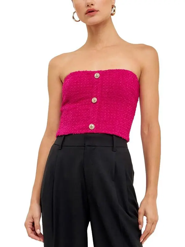 Endless Rose Strapless Crop Top - Berry