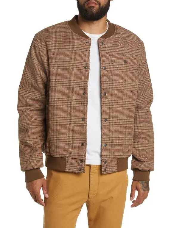 Brixton Dillinger Bomber Jacket - Brown Houndstooth