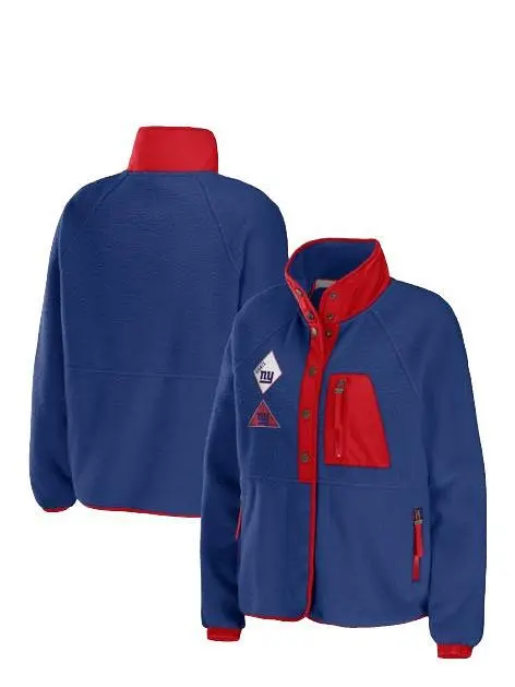 WEAR BY ERIN ANDREWS New York Giants Polar Fleece Raglan Full-snap Jacket - Royal