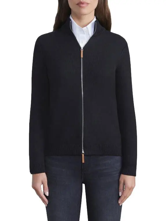 Lafayette 148 New York Cotton & Silk Knit Bomber Jacket - Black