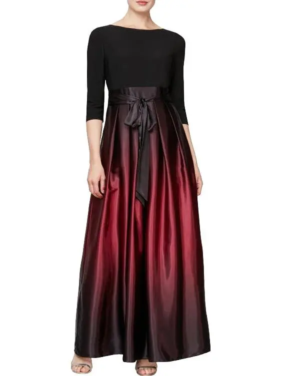SL FASHIONS 3/4 Length Sleeve Ombre Dress - Fig