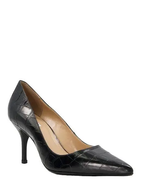 Dune London Croc Embossed Pointed Toe Pump - Black