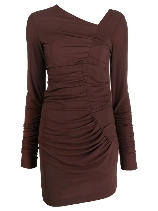 Helmut Lang Draped Asymmetric Dress - Brown