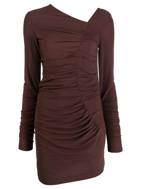 Helmut Lang Draped Asymmetric Dress - Brown
