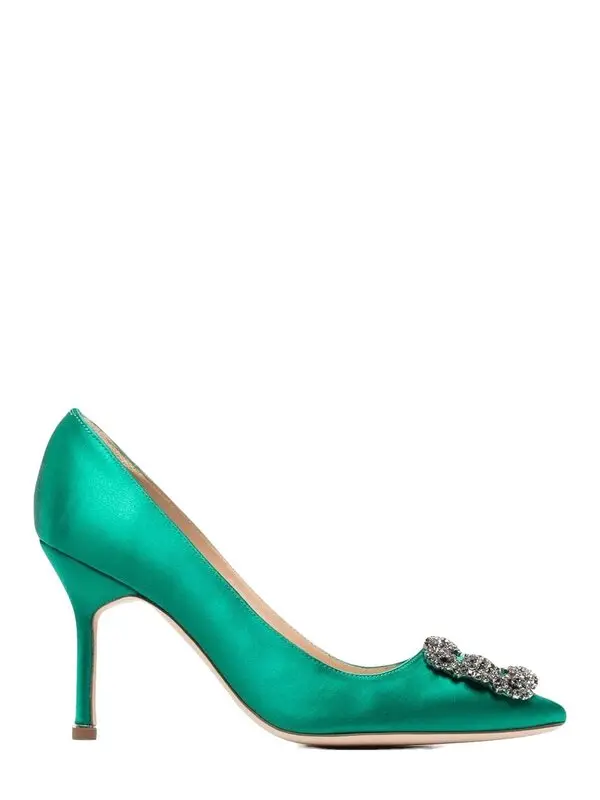 Manolo Blahnik 90mm Hangisi Pumps - Green