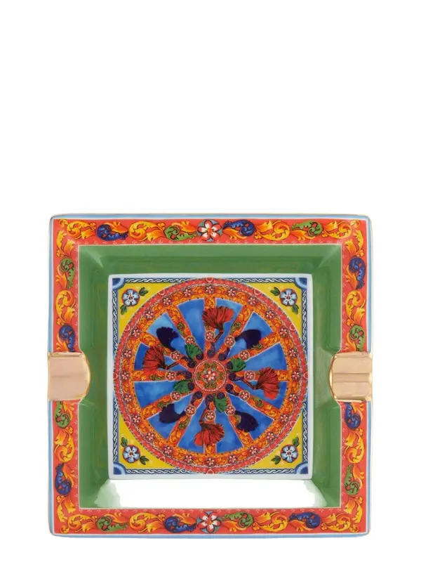 Dolce & Gabbana Contrasting-pattern Porcelain Ash-tray - Green