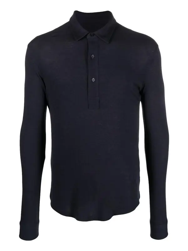 Orlebar Brown Button-front Long-sleeved Polo Shirt - Blue