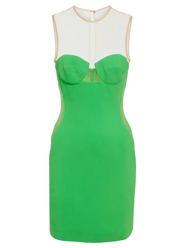 Stella McCartney Mesh-paneled Crêpe Minidress - Green