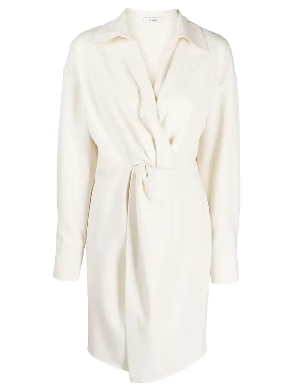 Goen.j V-neck Shirt Dress - Neutrals