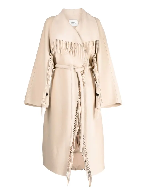 Goen.j Double-faced Fringed Coat - Brown