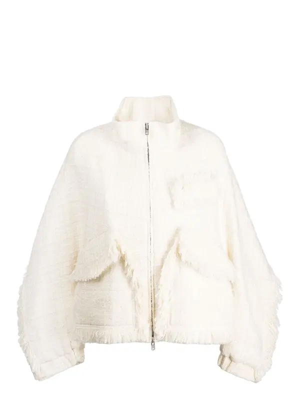 Goen.j Stand-collar Tweed Bomber Jacket - White
