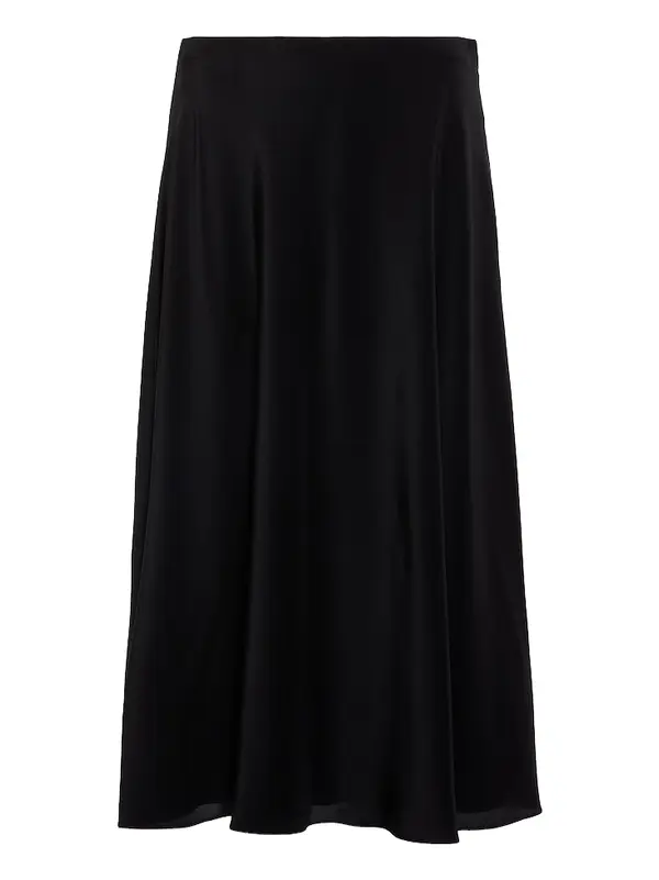 THE ROW Medela Silk Satin Midi Skirt - Black