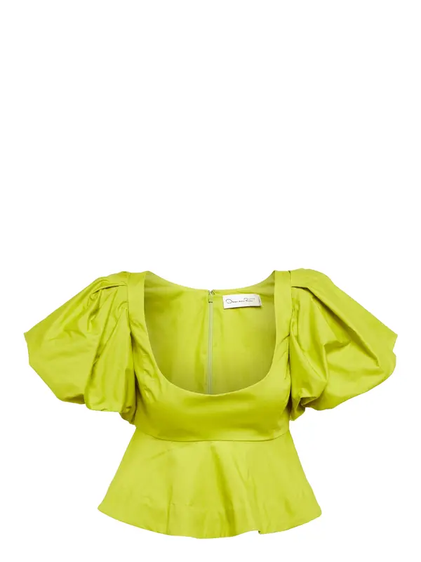 Oscar De La Renta Peplum Crop Top - Green
