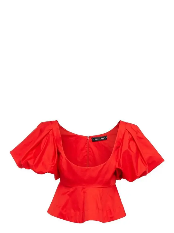 Oscar De La Renta Peplum Crop Top - Red