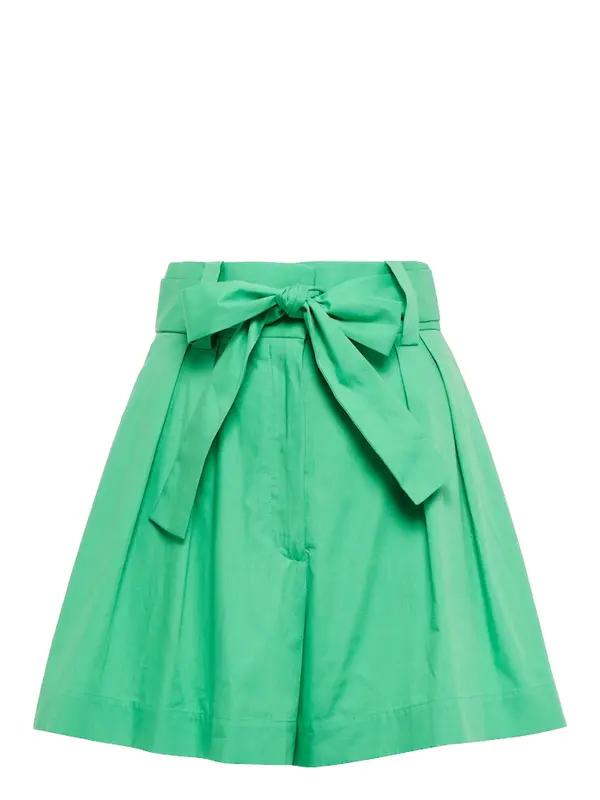 Oscar De La Renta High-rise Wide-leg Cotton Shorts - Green