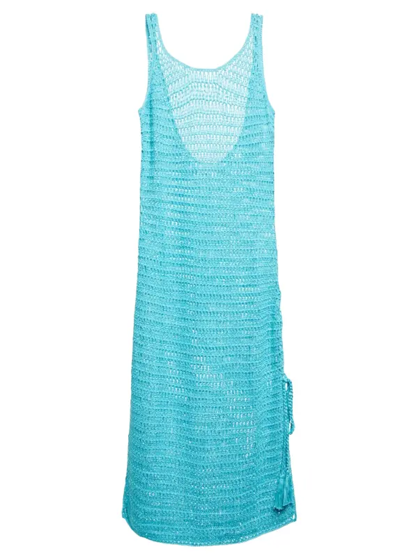 Anna Kosturova Athena Crochet Cotton Midi Dress - Blue