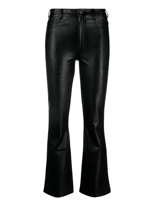 Paige Flared Faux-leather Trousers - Black
