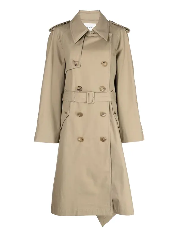 Goen.j Double-breasted Trench Coat - Brown