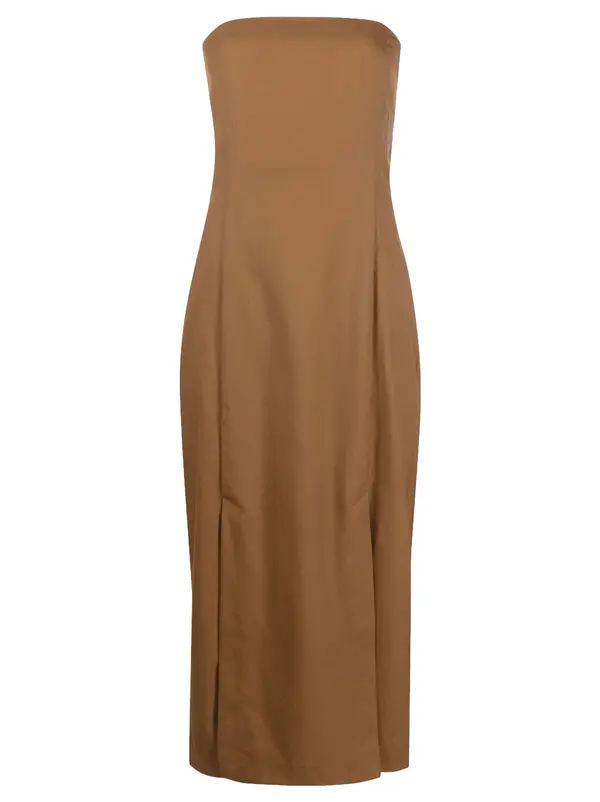 ST. AGNI Strapless Midi Dress - Brown
