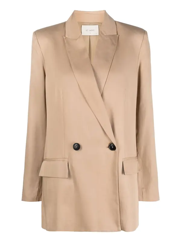 ST. AGNI Double-breasted Blazer - Neutrals