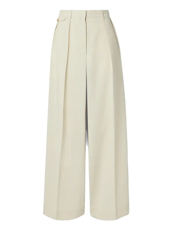 THE ROW Marcelina Pleated Wide-leg Pants - Off-white